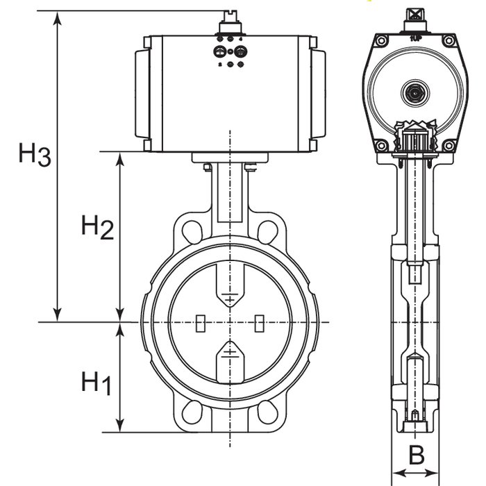 Buy Butterfly valves, with double-acting actuator, min. pilot pressure ...